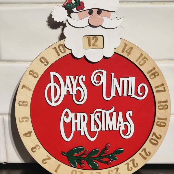 Santa Christmas Countdown Laser Cut File, Christmas Santa Countdown SVG ...