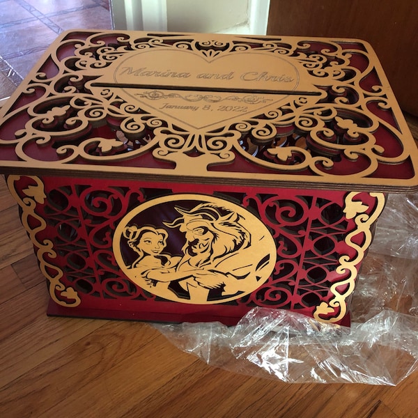 Cinderella Wedding Card Box Wedding Money Box, With Lock and Slot ...