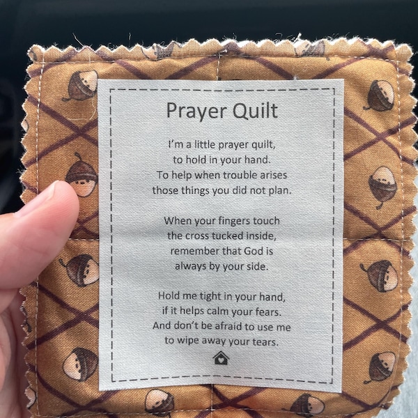 Mini Prayer Quilt | Aqua/turquoise | Pocket Prayer Quilt With Wooden or ...