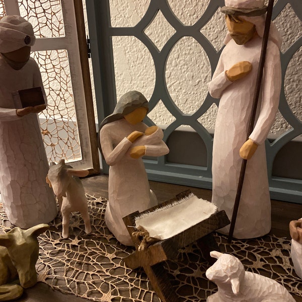 Nativity Manger /cradle for Willow Tree Nativity Wood Manger for Willow ...