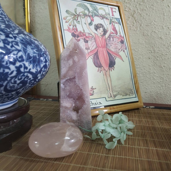 Pink Amethyst With Agate Sphere (has Beautiful Rosette Amethyst Druzy ...