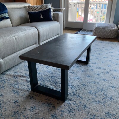 Concrete Kintsugi Coffee Table Round With Wood and Gold Legs - Etsy