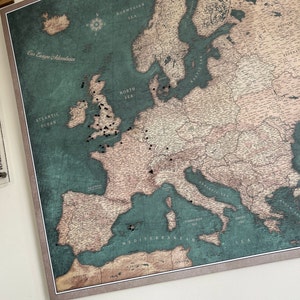 Personalized World Map Push Pin Map Pinboard Cork Canvas Print Gift for ...