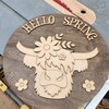 Hello Spring Highland Cow Sign, DIGITAL Download, Round Door Hanger Svg ...