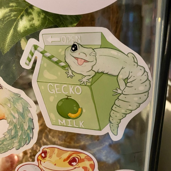 Leopard Gecko Fruit Flavored Milk Stickers | Reptile | Sticker Pack ...
