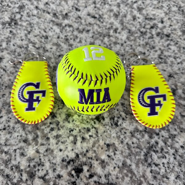 Softball Key Chain, Softball Keychain, Keychain, Key Chain, Softball ...