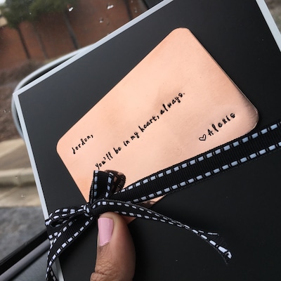 Personalized Wallet Insert Card Custom Hand Stamped Wallet Insert Card ...