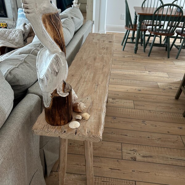 Wood Noodle Console Entry Table 4ft X 10"x 34" Weathered Blonde ...