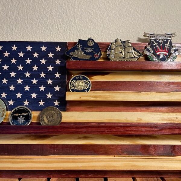 Handmade American Flag Challenge Coin Hanging Wall Display Rack - Etsy