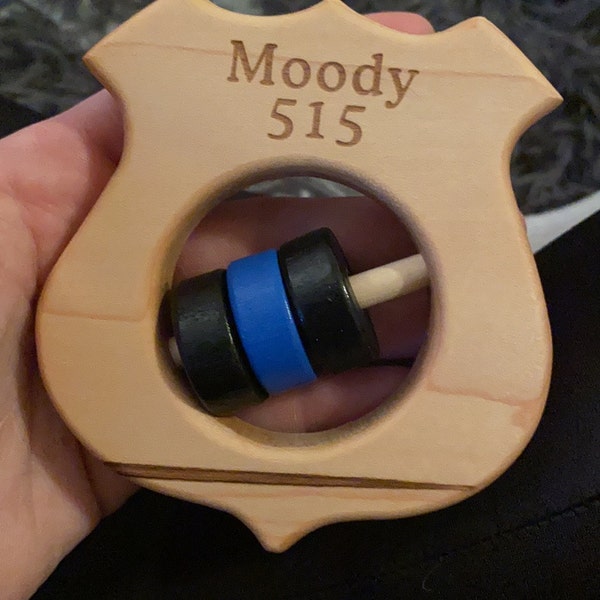 Police Shield Shaped Wooden Rattle - Organic, Natural, Baby Toy ...