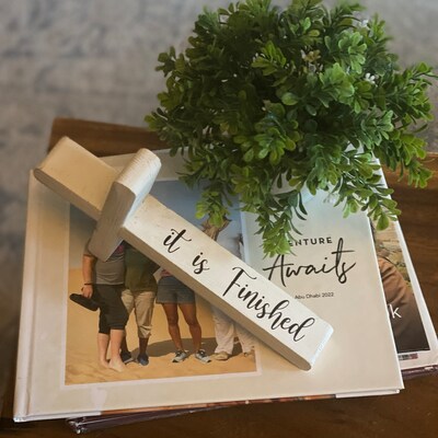 Pray Trust Wait Shelf Sitter, Farmhouse Decor, Distressed Wood Blocks ...