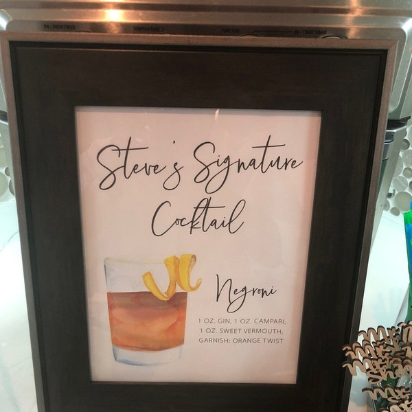 Signature Cocktail Sign - Watercolor Cocktail Sign for Party ...