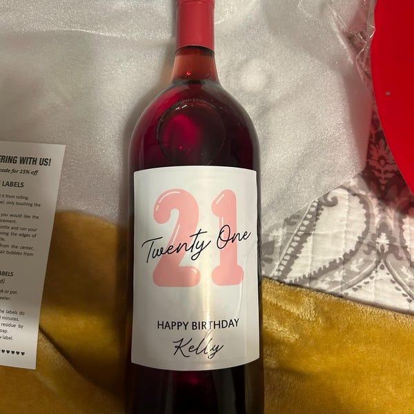 Custom 21st Birthday Wine Label/funny Birthday Gift/happy Twenty One ...