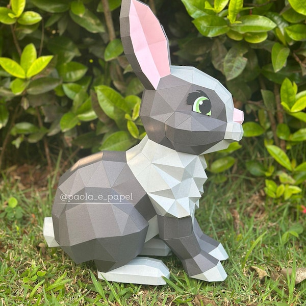 Easter Bunny 3d Papercraft, Low Poly Printable Template, DIY Low Poly ...