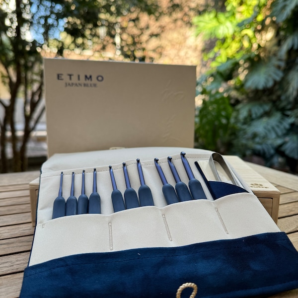 Limited Edition Tulip ETIMO Japan Blue Wa Bi Crochet Hook With Cushion ...