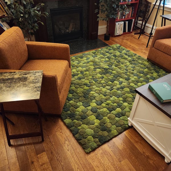 Hand Tufted Moss Ball Rug, Green Abstract Forest Floor Area Rugs for ...