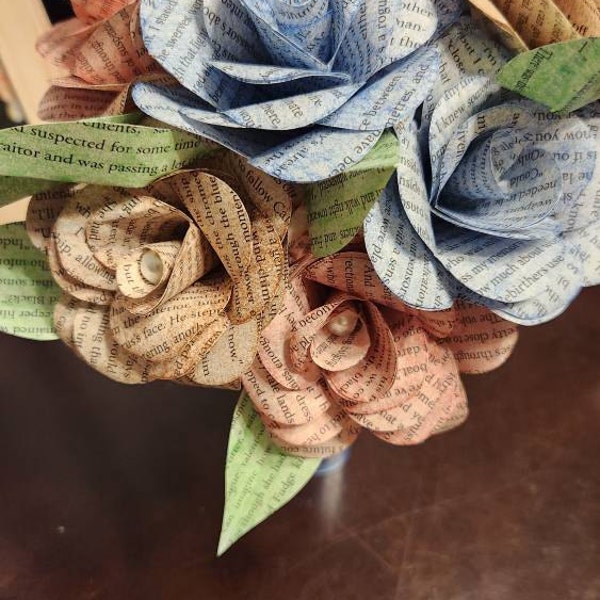Book Page Paper Flowers Handmade to Order With Custom Colors Quantity 6 ...