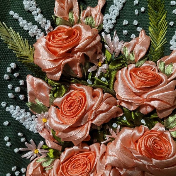 Beautiful Rose Embroidered Backpack, Ribbon Embroidery Art, Durable ...