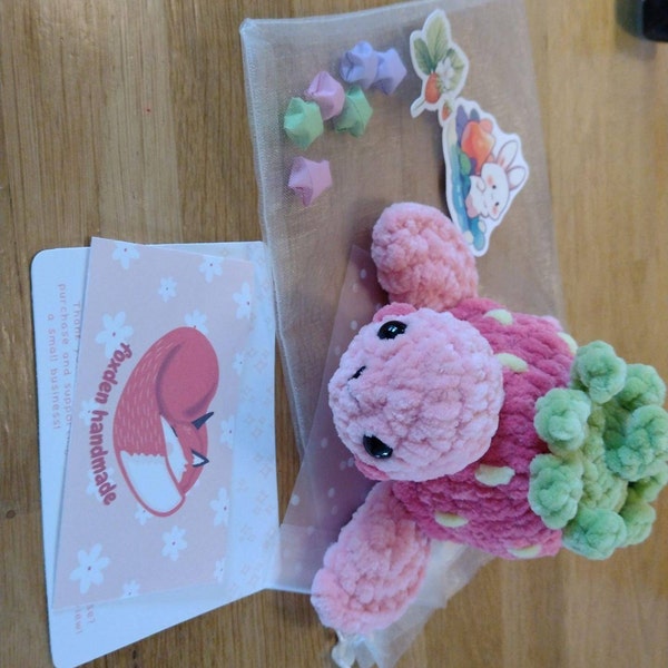 Little Cute Strawberry Turtle Plush, Mini Sea Turtle With Strawberry ...