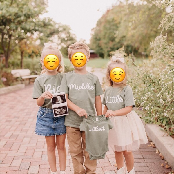 Big Middle Little Sibling Shirts, Matching Sibling Announcement Shirts ...