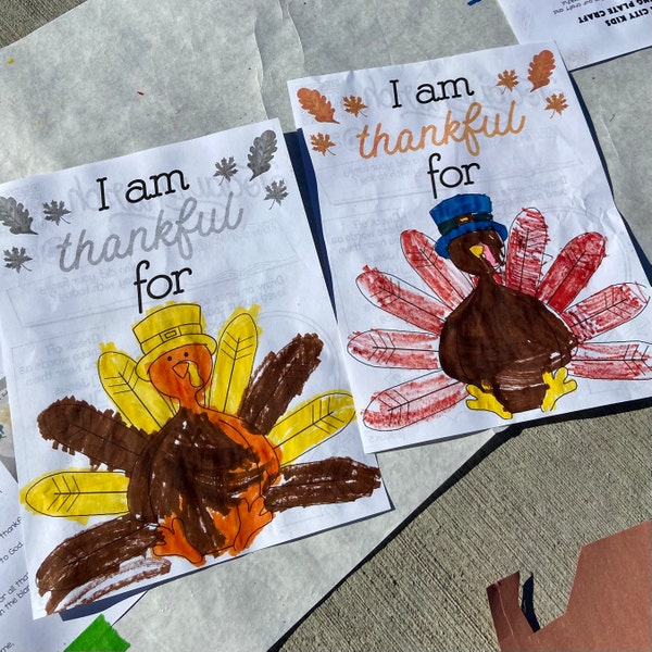 I Am Thankful for Turkey Printable, Kids Thanksgiving Activity, I Am ...