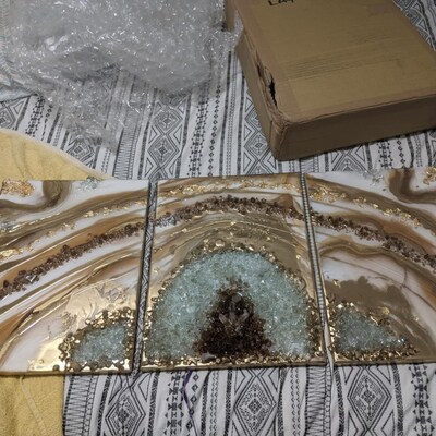 20x48 Blush Pink Geode Epoxy Artwork / Wall Art / Blush Pink / - Etsy