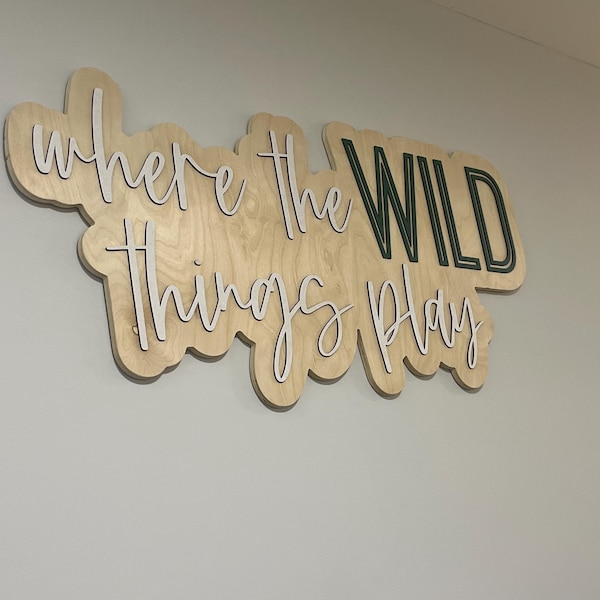Where the Wild Things Play Sign, Wood Sign, Playroom Sign, Where the ...