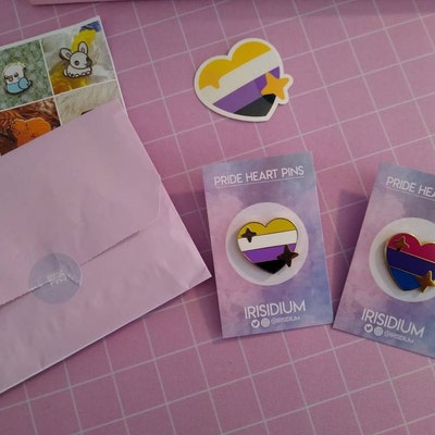 PRIDE Nonbinary Enby Sparkling Heart Emoji Enamel Pin - Etsy UK