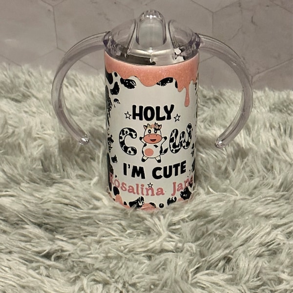 12oz Kids Sippy Cup, Kid's Holy Cow I'm Cute Sippy Cup, Sublimation PNG ...