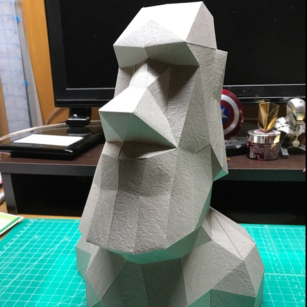 Printable Paper Model of Moai 3D Papercraft Model - Download PDF ...