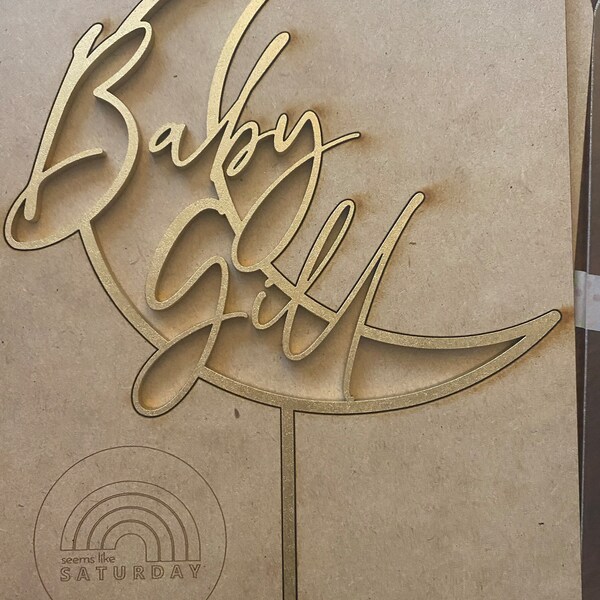 Moon Cake Topper With Name - Perfect for A Moon Birthday Theme, Space ...