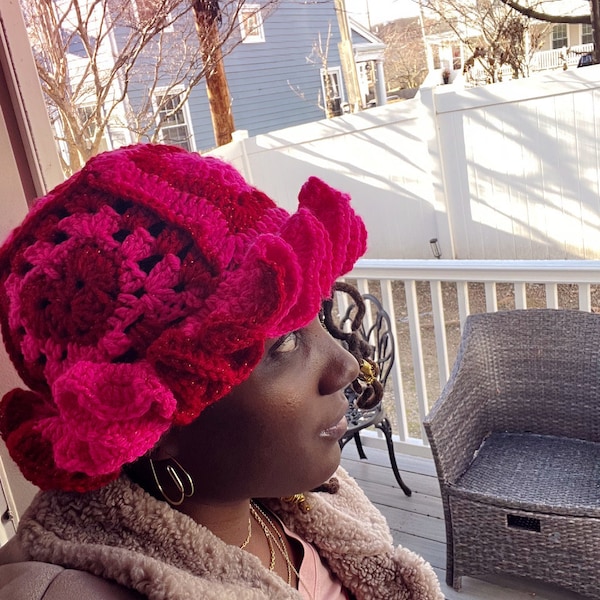 Crochet Ruffle Hat Ruffle Bae Club Colors Bucket Hat Handcrafted Crew ...