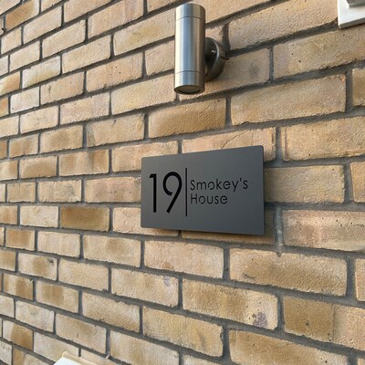 K Smart Sign Modern House Signs Plaque Door Number Street - Etsy UK