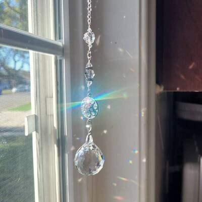 Crystal Suncatcher, Coral and Clear Swarovski Crystal Suncatcher With ...