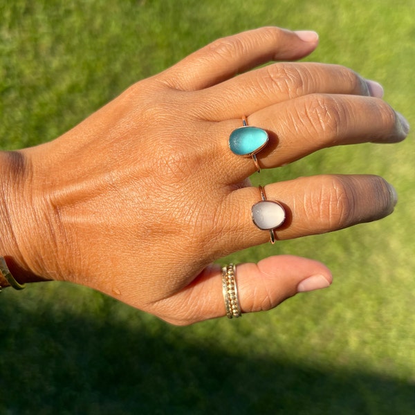 Gold Sea Glass Ring - Etsy