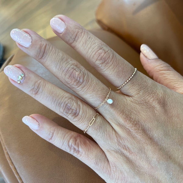 Chain Ring / Flat Bar Link Chain Eternity Band Ring / Gold Rings ...
