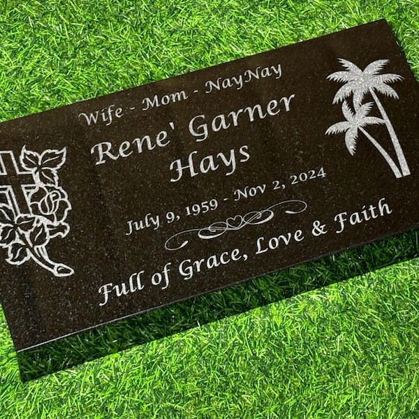 Personalized 8"x12"x1" Granite Memorial Headstone, Memorial Marker ...