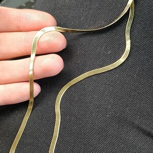 18 K Italian Gold Chain / Flat Snake Chain / Sterling Silver Italian ...