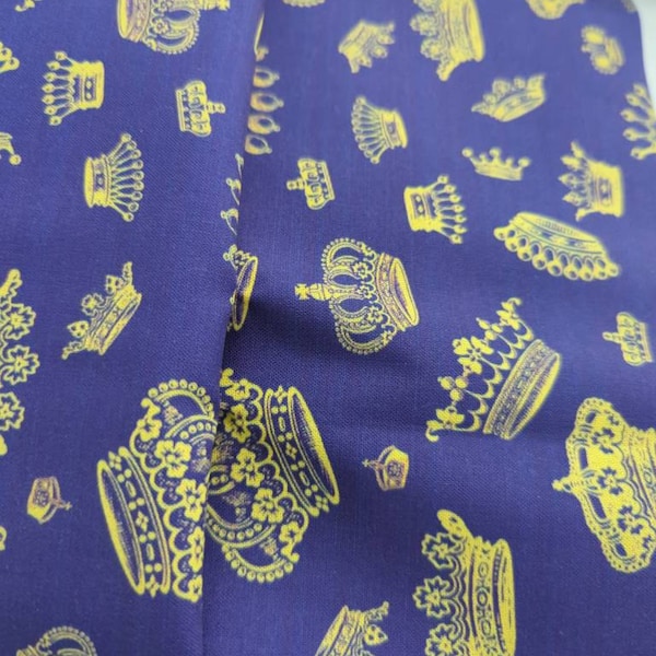 Royal Fabric - Royal Crowns - Gold on Purple by Lavaguy - Queen King ...