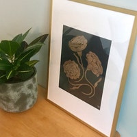 Handmade Original Linocut Print of Snuggly Cats unframed, Printed in ...