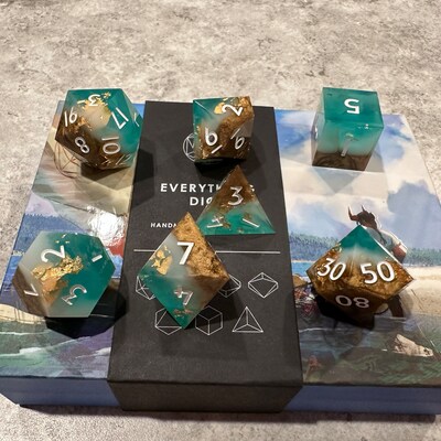 Riptide Ocean Dice, Beach Dice Dice, Water Dice, Handmade Resin Sharp Edge Dnd Dice Set for Dnd ...