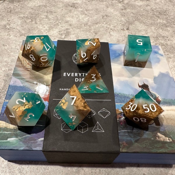 Riptide - Ocean Dice, Beach Dice Dice, Water Dice, Handmade Resin Sharp Edge Dnd Dice Set for ...