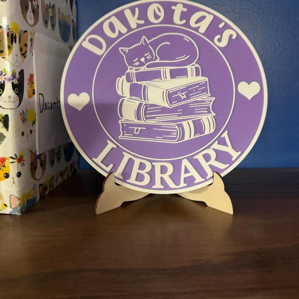 Library Street Sign Bookshelf Sign Personalized Laser Engraved Bookish ...