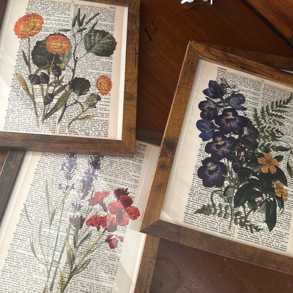Flower Themed Dictionary Prints - Etsy