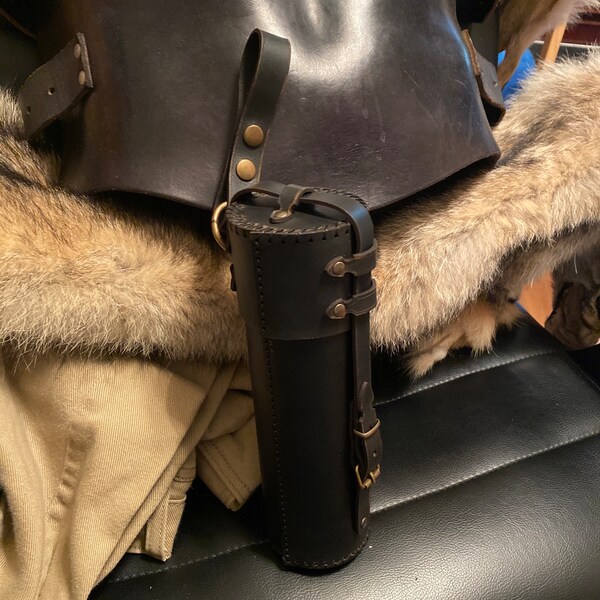 Leather Scroll Case for LARP Document Tube for Cosplay Medieval Viking ...