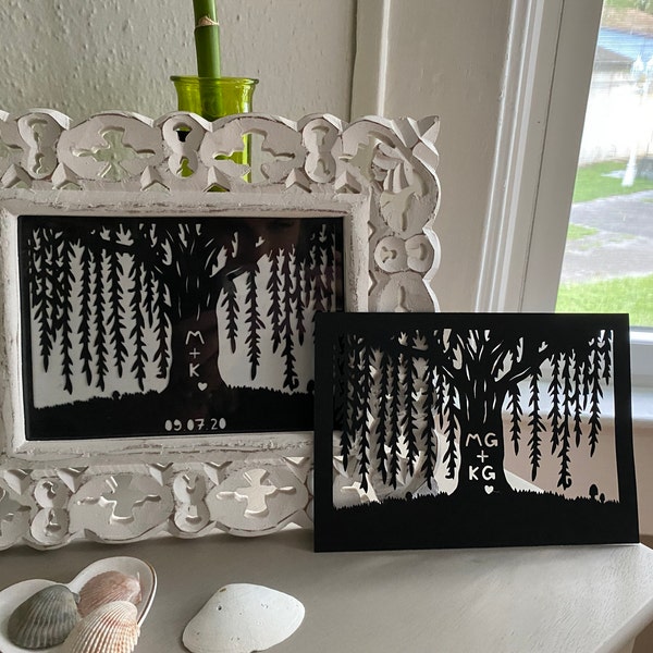 A5 Initials Personalised Custom Wedding Anniversary Willow Tree ...