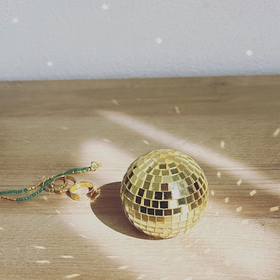 4 Gold Tabletop Disco Ball Large Disco Ball, Retro Decor, Shelf Art ...