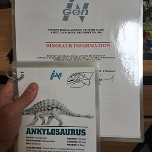 Jurassic Park Lost World Laminated Ingen List Dinosaur Information ...