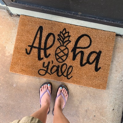 Custom Doormat // Aloha Pineapple Doormat // Welcome Mat // Home Decor ...