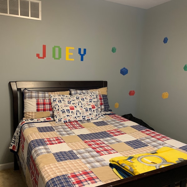 Building Blocks Personalized Name Wall Decals Stickers Custom Kids ...